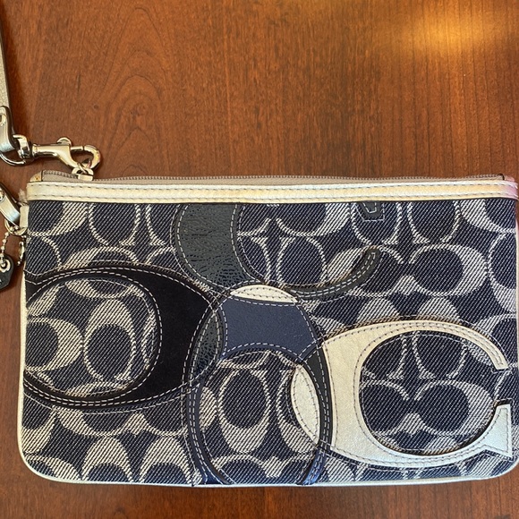 Coach | Bags | Coach Denim Wristlet Canvas And Leather C Signature Nwt ...